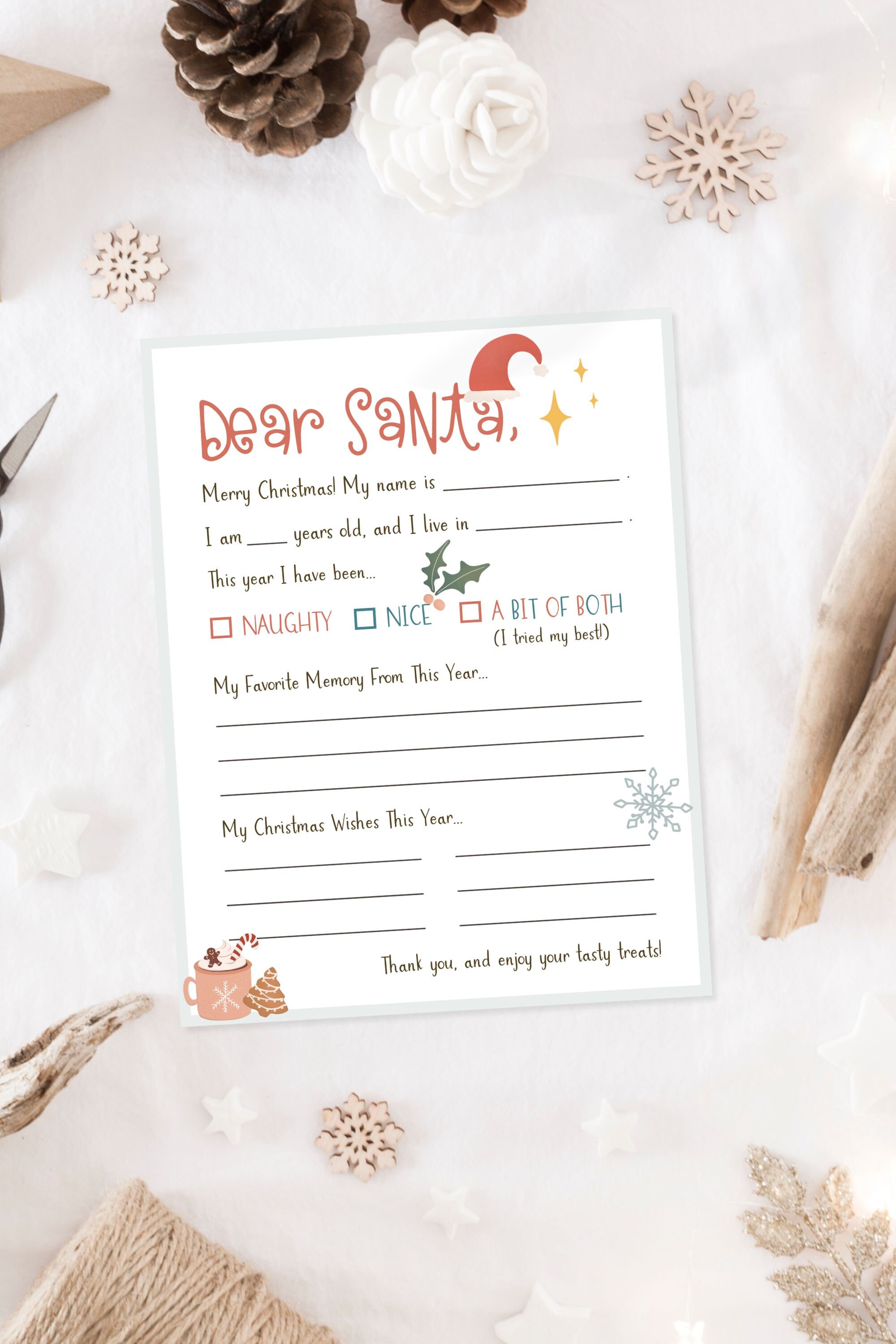 Santa Letter, Printable Letter to Santa, Christmas Wishes, Christmas ...