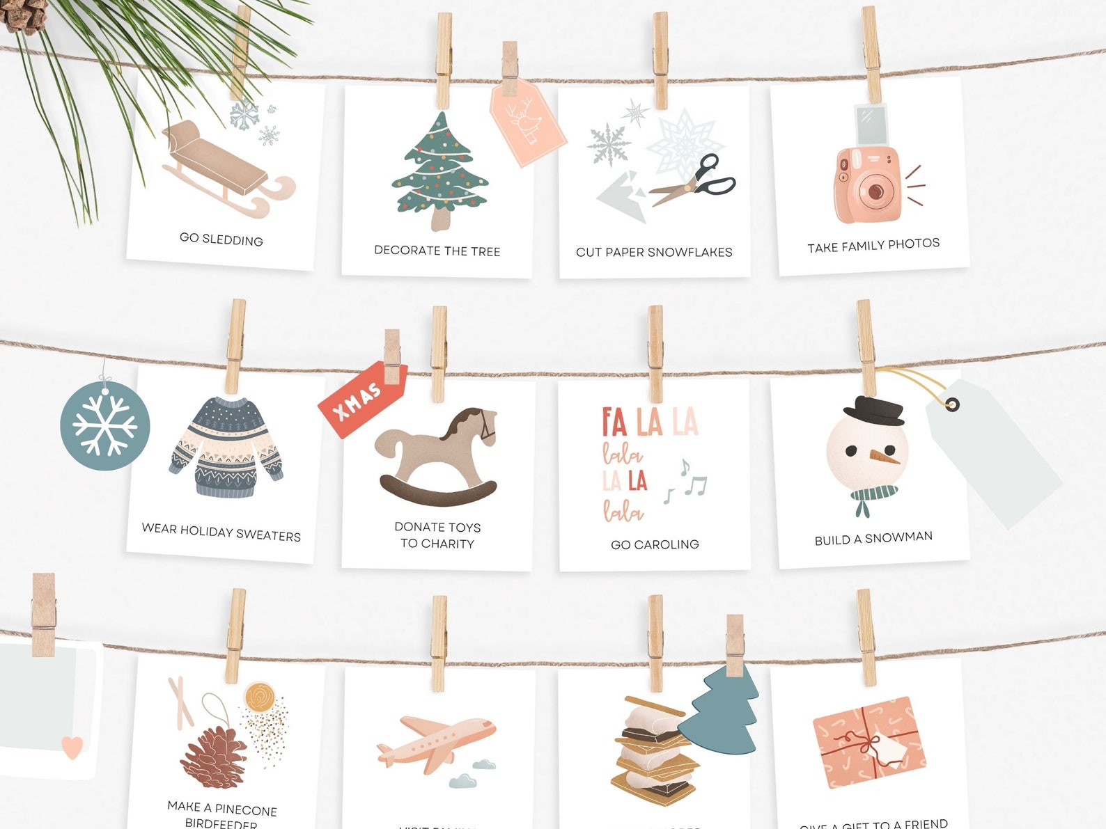 Printable Advent Calendar Cards Advent Calendar Fillers for - Etsy