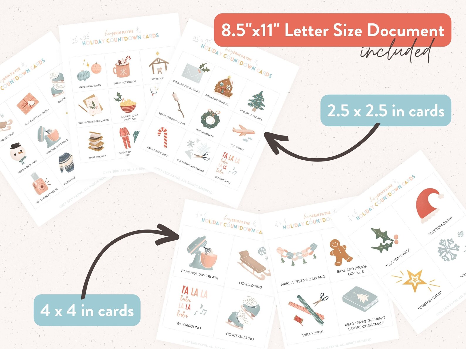 Printable Advent Calendar Cards, Advent Calendar Fillers for Kids ...