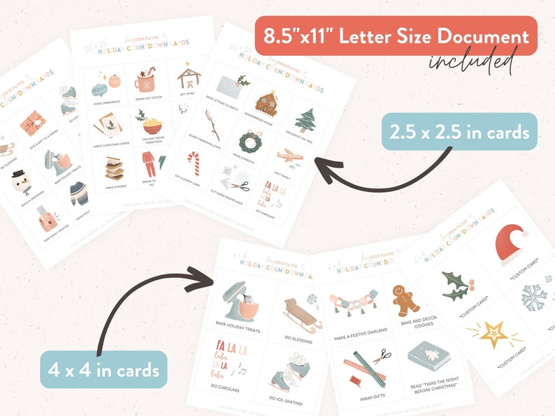 Printable Advent Calendar Cards, Advent Calendar Fillers for Kids ...