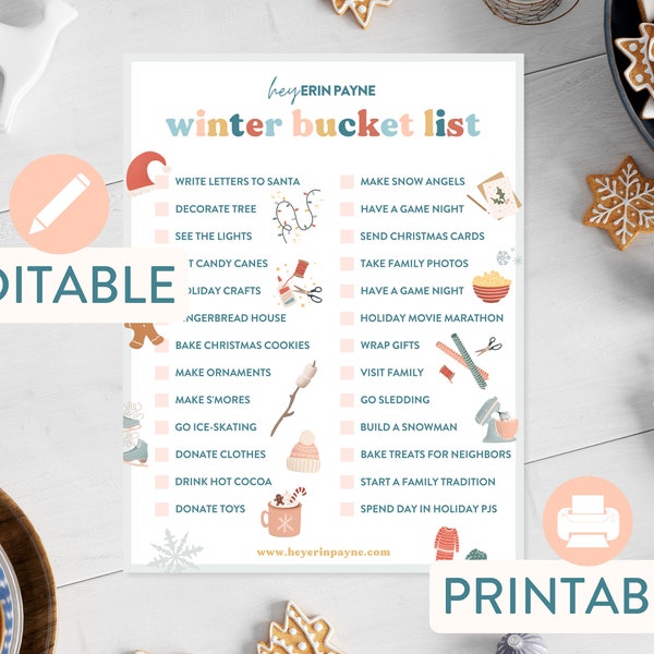 Winter Bucket List for Kids - Etsy