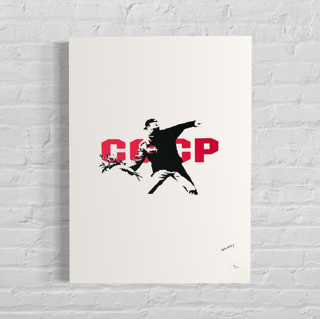 Numbered Edition BANKSY CCCP Love is in the Air - Certificate - Wall ...