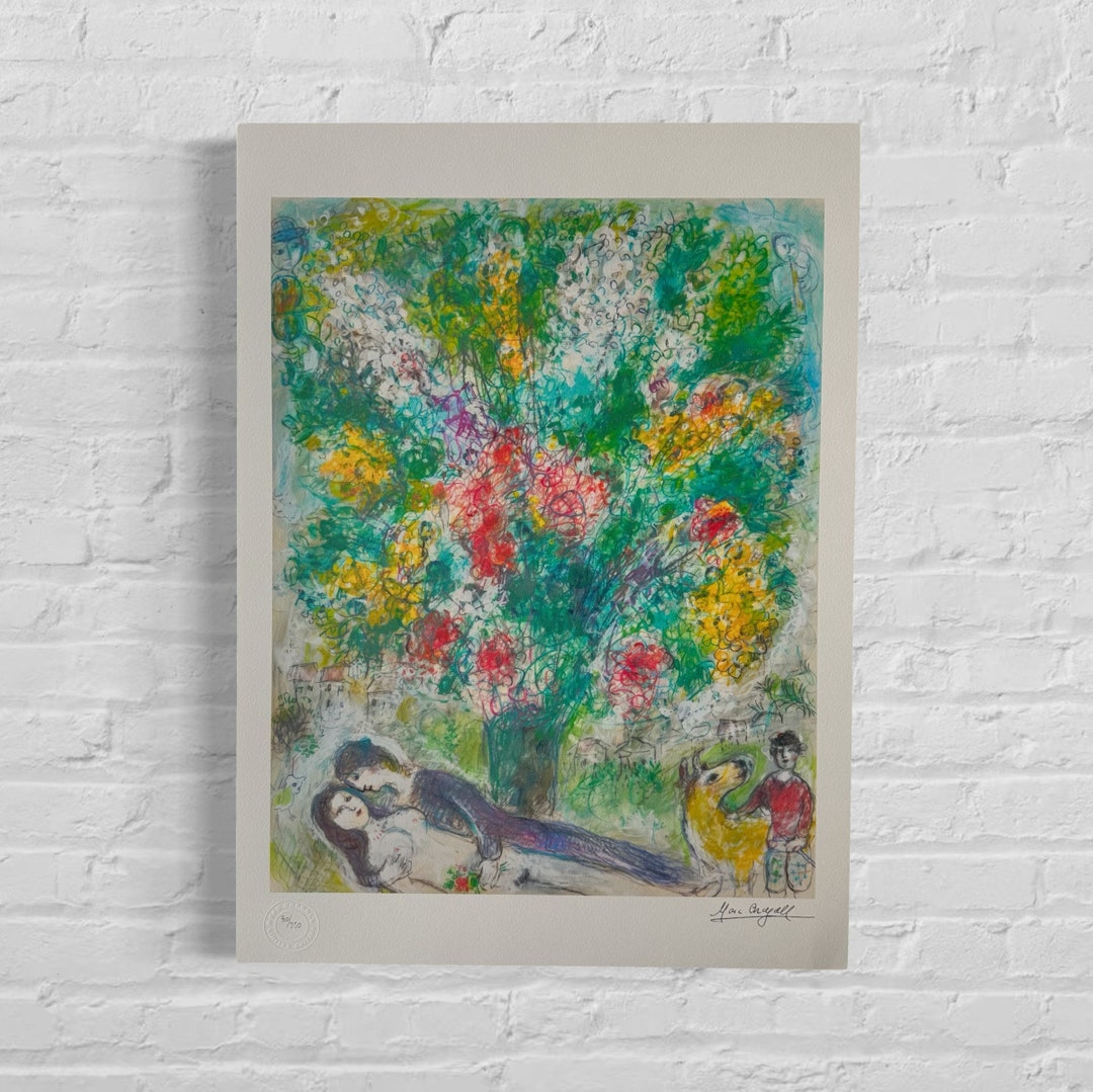 Numbered Edition Marc Chagall Flowers and Figures Signed Certificate ...