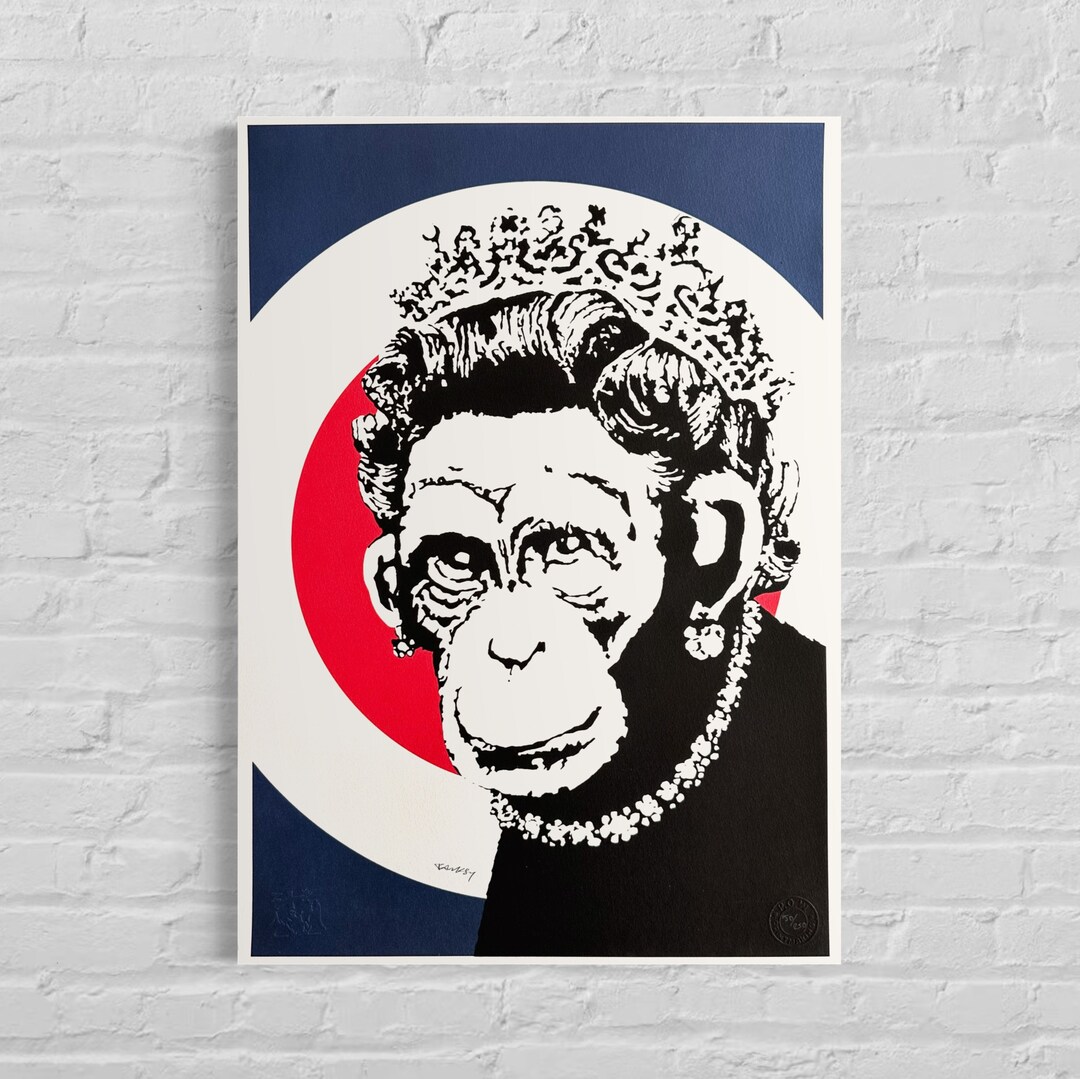 Numbered Edition Banksy Queen Monkey Signed - Certificate - Wall Art ...