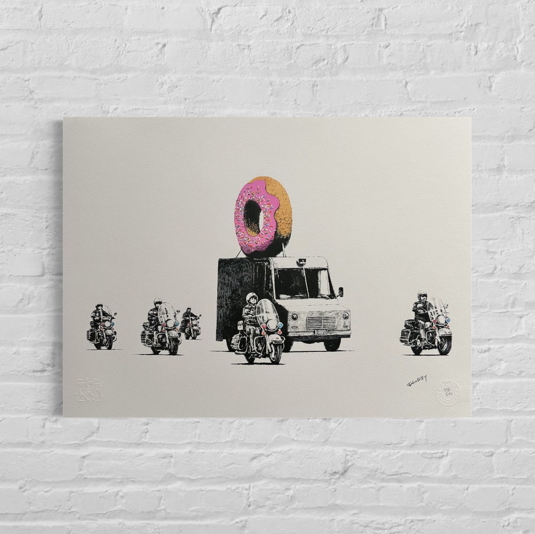Numbered Edition BANKSY Strawberry Donut Certificate Wall Art, Grafitti ...