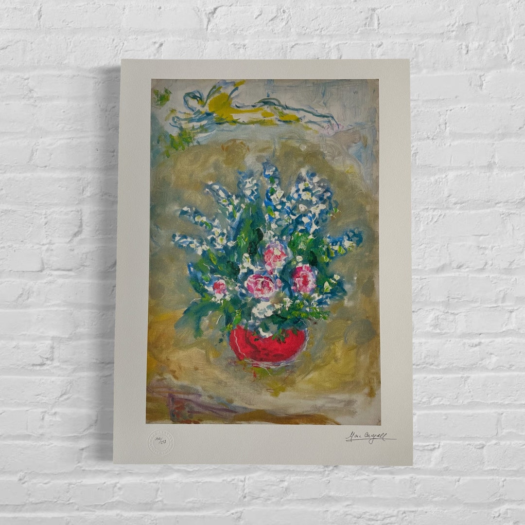 Numbered Edition Marc Chagall Flowers Signed Certificate Lithograph Etsy