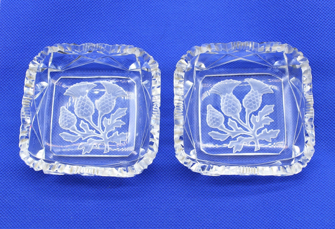 Pair Of Scottish Late Victorian Cut Glass Thistle Design Etsy