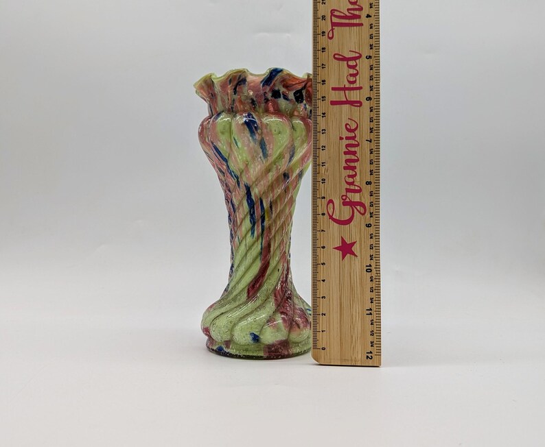 Antique Art Deco Franz Welz Splatter Slag Ruffle Top Art Glass Vase ...