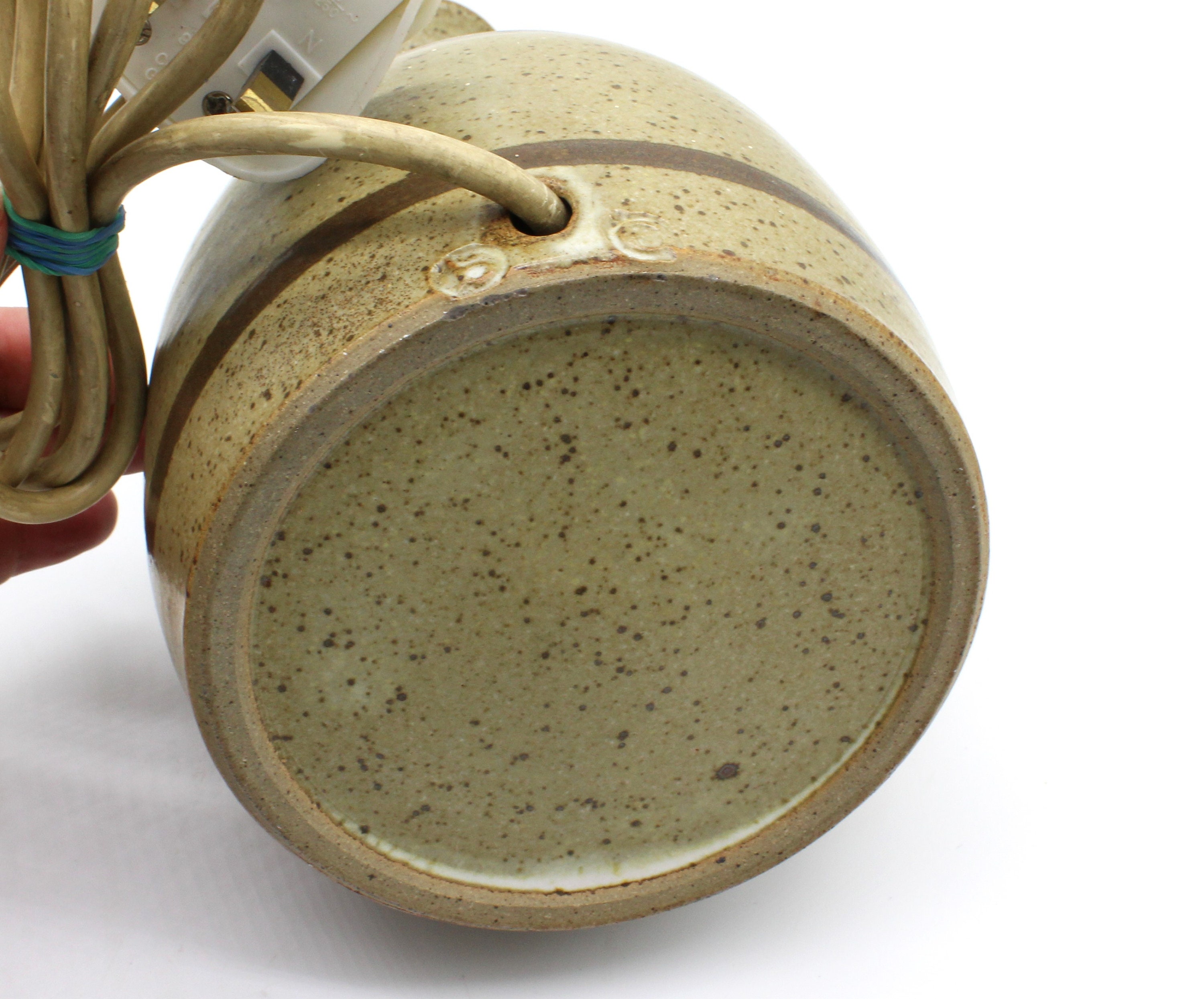 Mid Century Studio Pottery Lamp Wax Resist Swag Decoration Marked BE ... Mid Century Studio Pottery Lamp Wax Resist Swag Decoration Marked BE ...