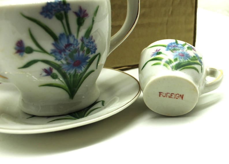 Complete Boxed Vintage Dolls Toy Tea Set With Wooden Display Cabinet ...