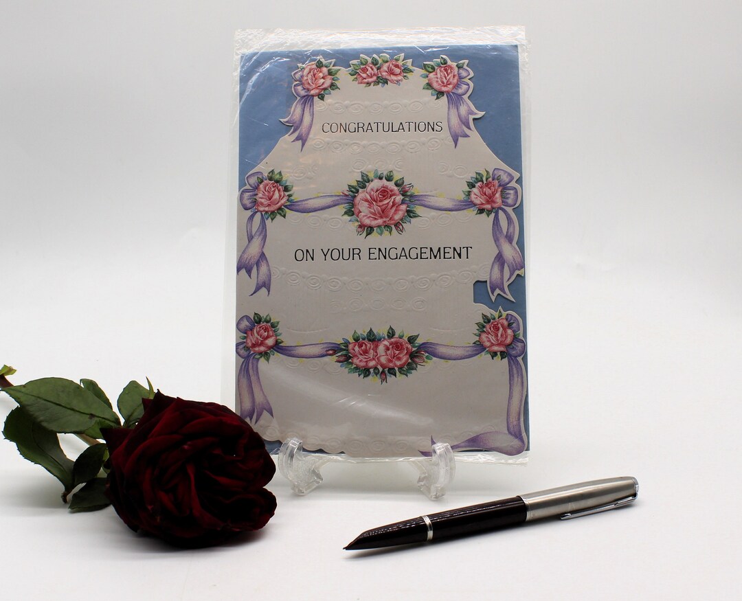 Vintage Die Cut Congratulations on Your Engagement Card. Swags and ...
