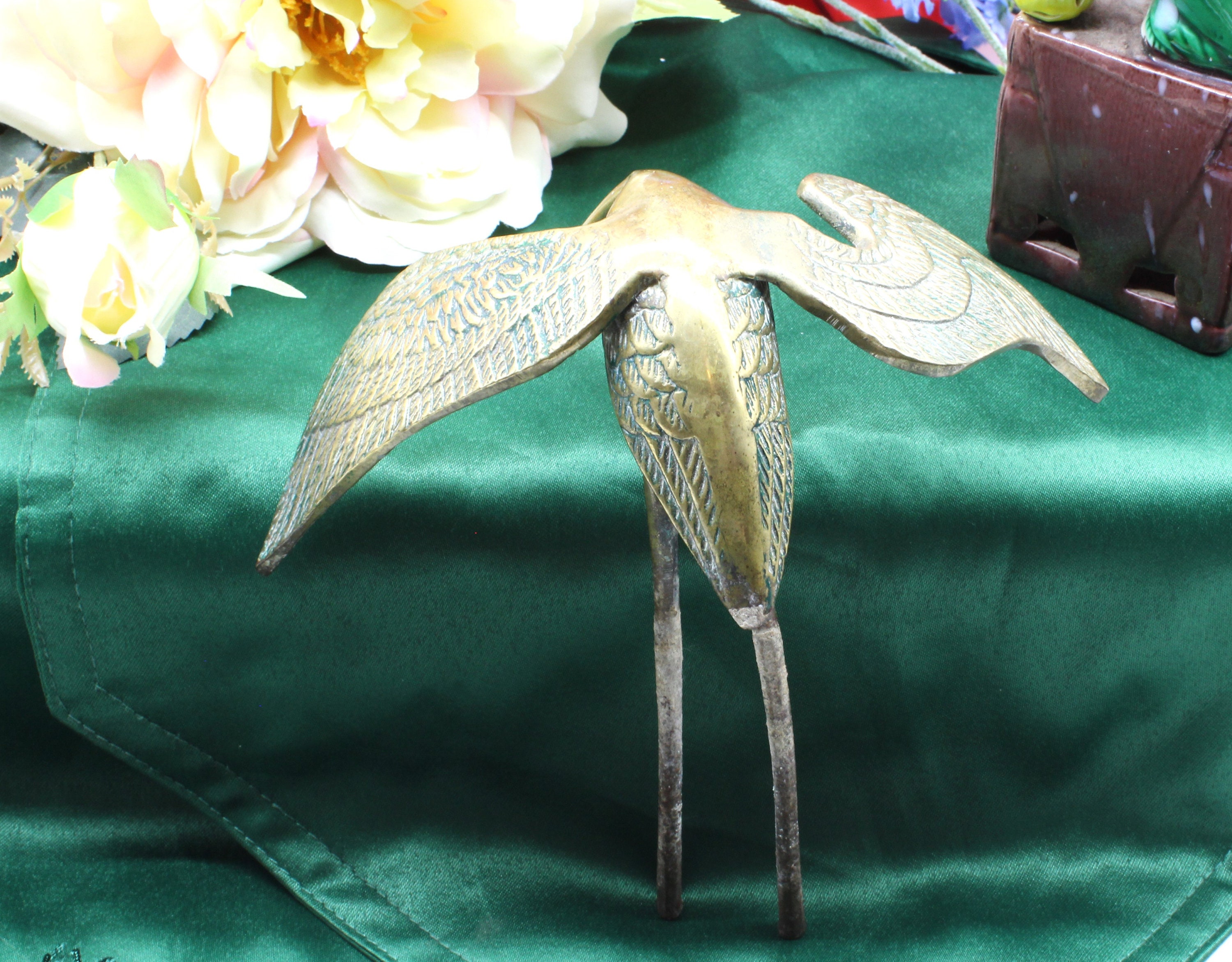 MCM Brass Stork Missing Feet & Plinth as is Miid-century Kitsch Bird ...