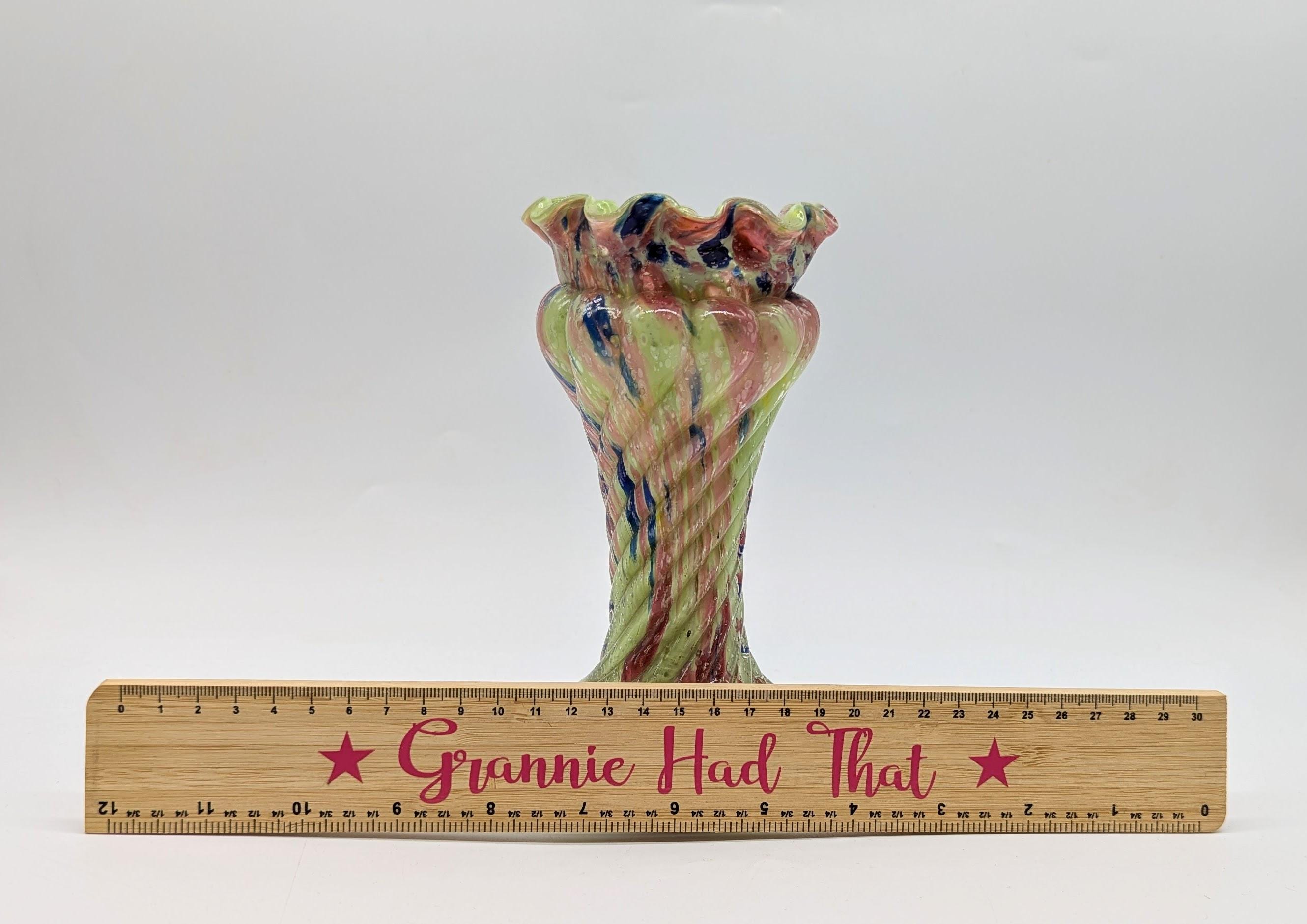 Antique Art Deco Franz Welz Splatter Slag Ruffle Top Art Glass Vase ...