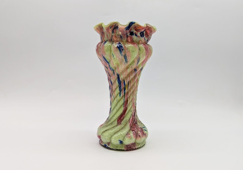 Antique Art Deco Franz Welz Splatter Slag Ruffle Top Art Glass Vase ...