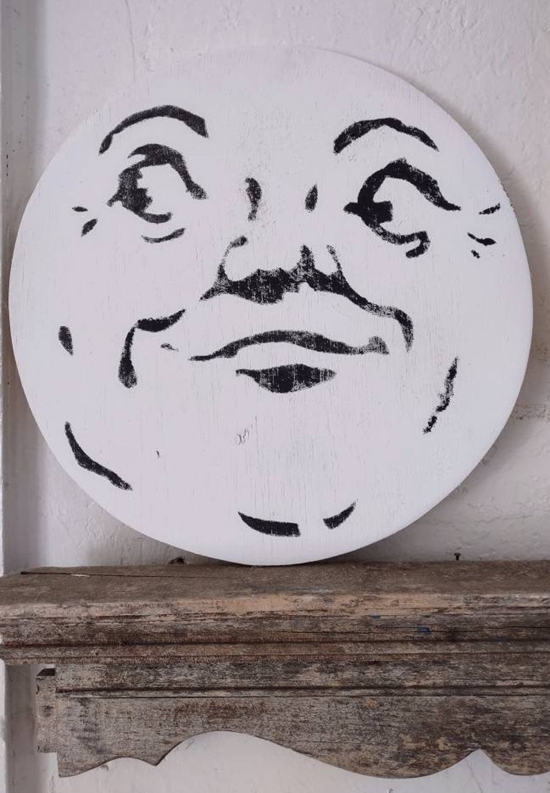 Vintage Man in the Moon, Rustic Home Decor, Retro Moon, Vintage Moon ...