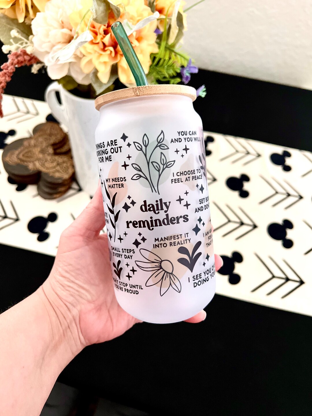 Daily Reminders Coffee Cup | Positive Reminders Glass Can Cup | Gifts ...