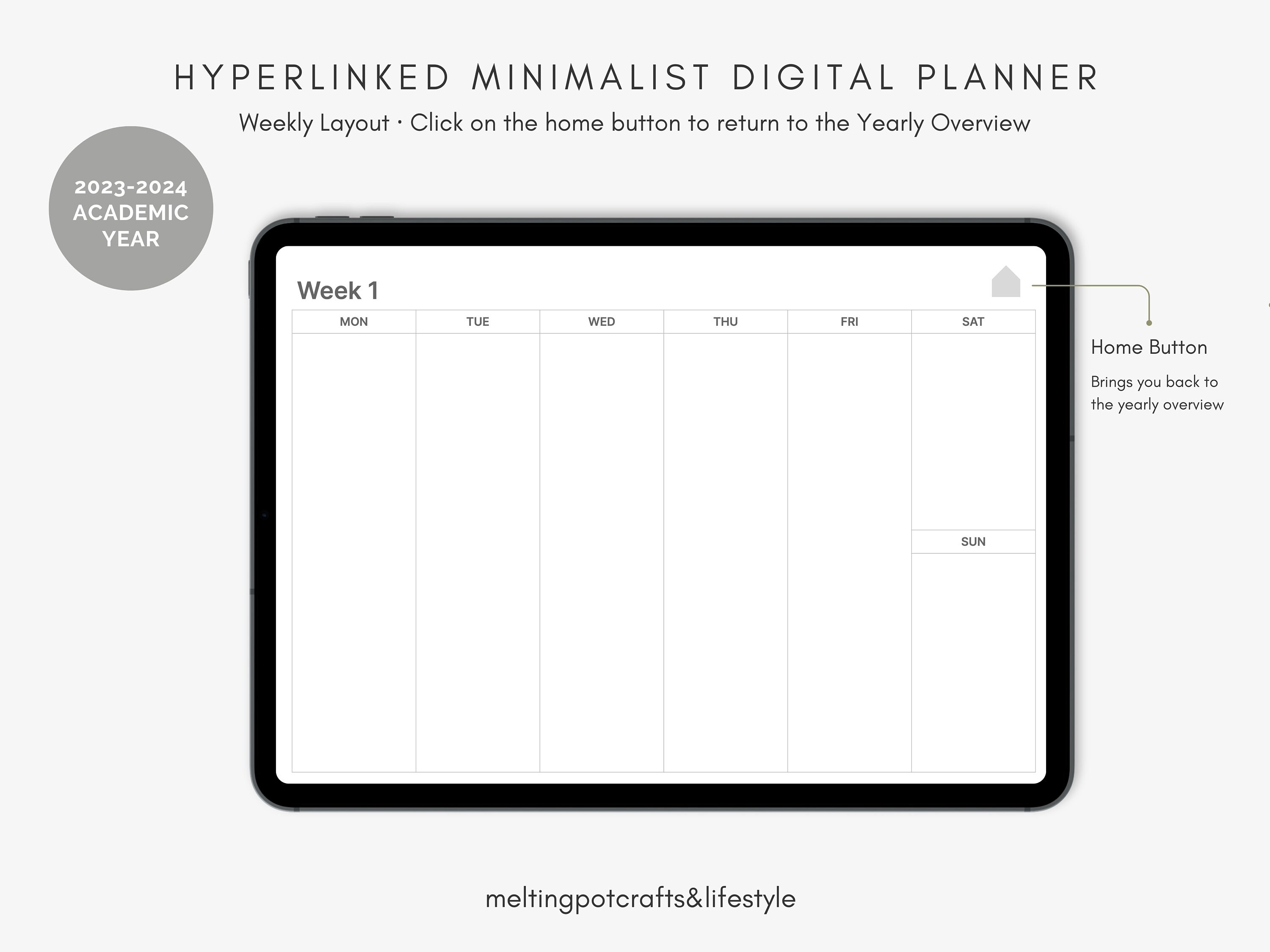 Minimalist Digital Planner 2023-2024 Academic Calendar, MUJI Inspired ...