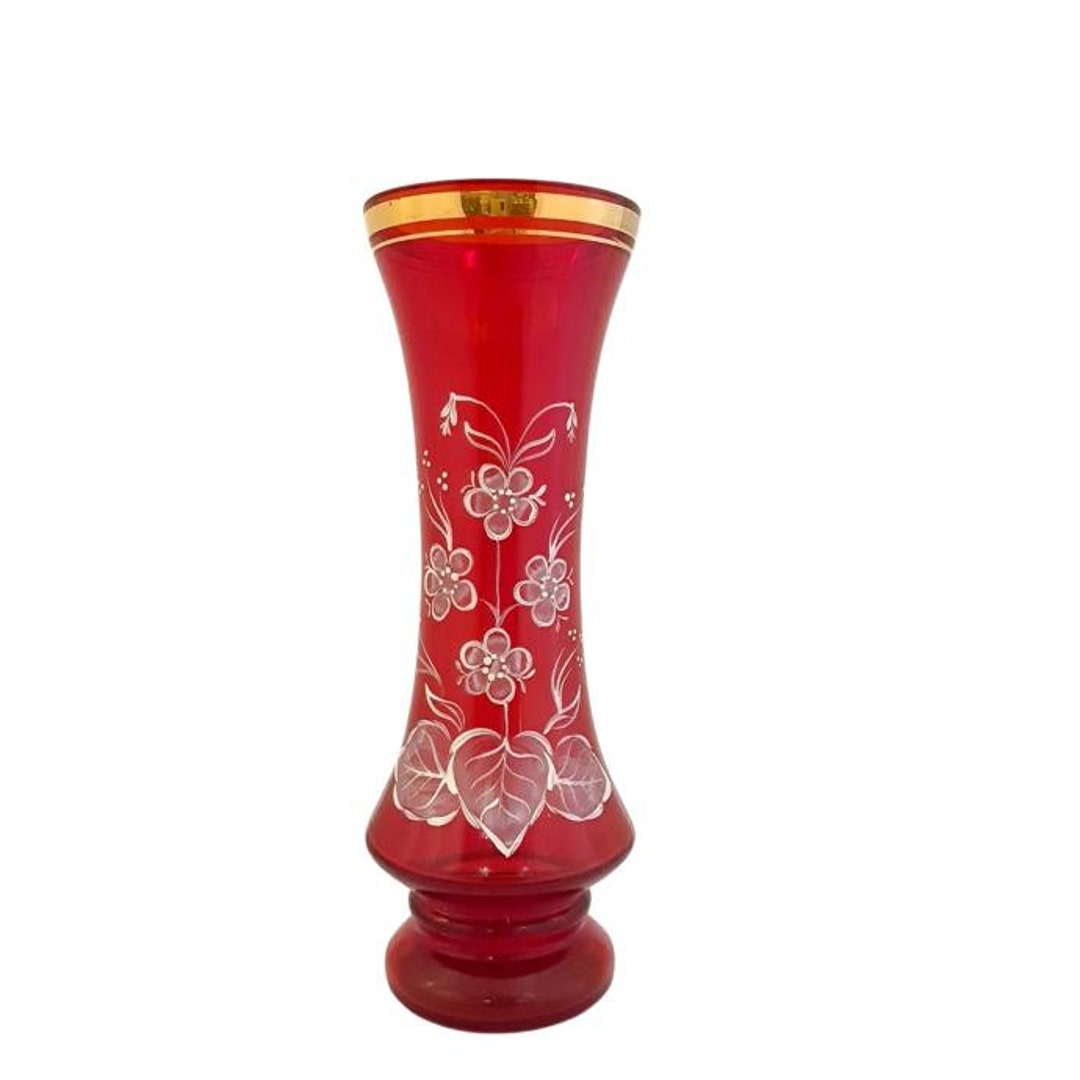 Bohemia Moser Ruby Red Glass Vase From 1940's - Etsy