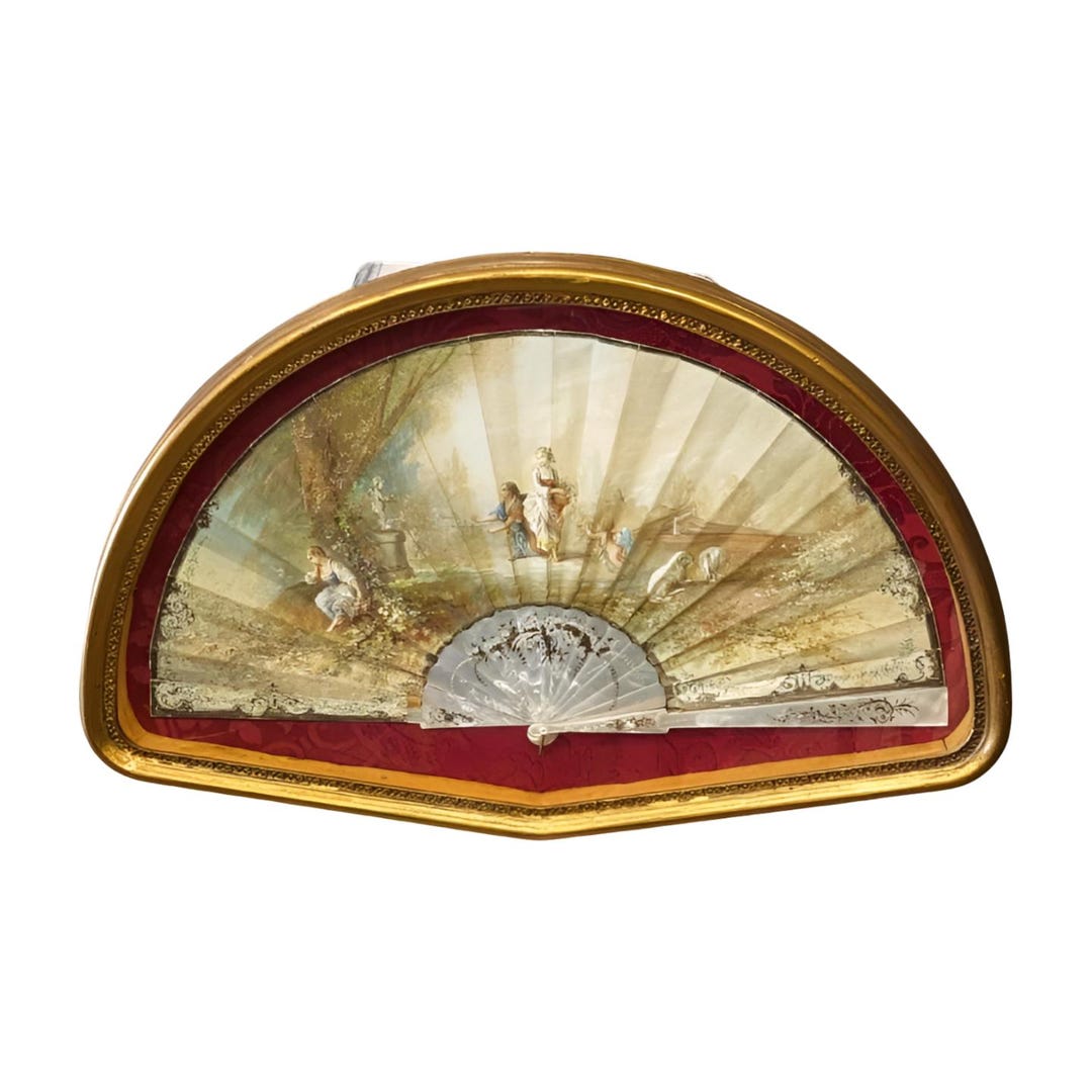 Austrian Hand-painted Fan in Wooden Frame, 19th Century - Etsy