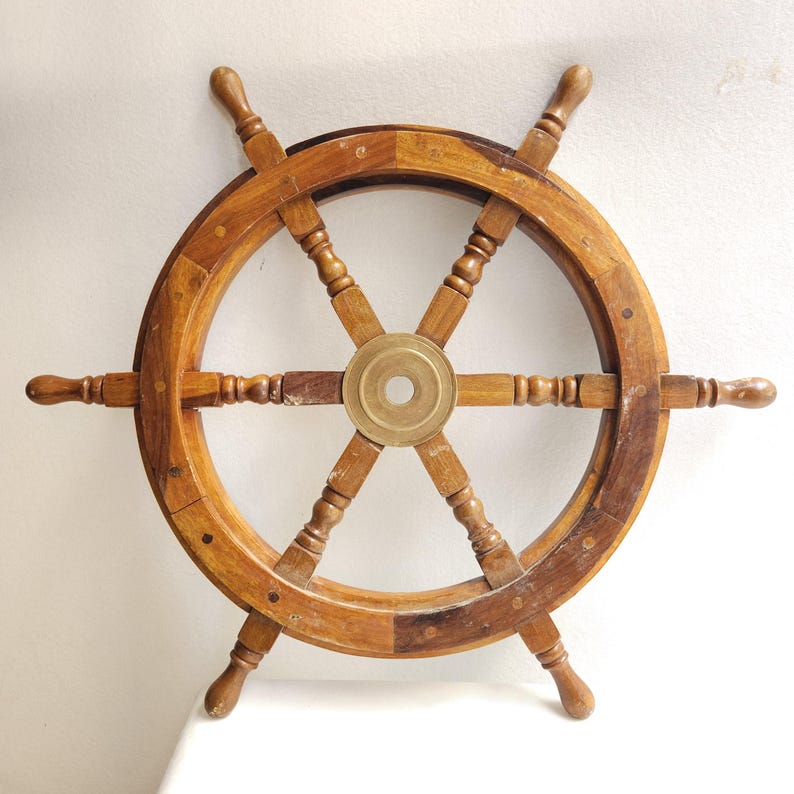 Wooden Ship’s Helm With Brass Center - Etsy