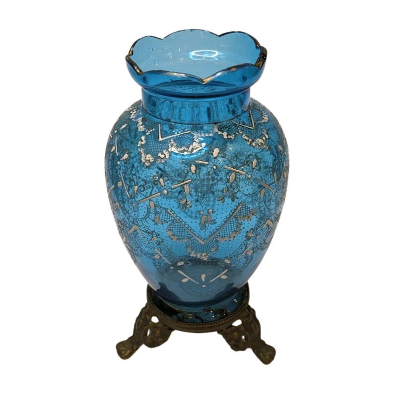 Antique Blue Glass Vase, 19th Century - Etsy
