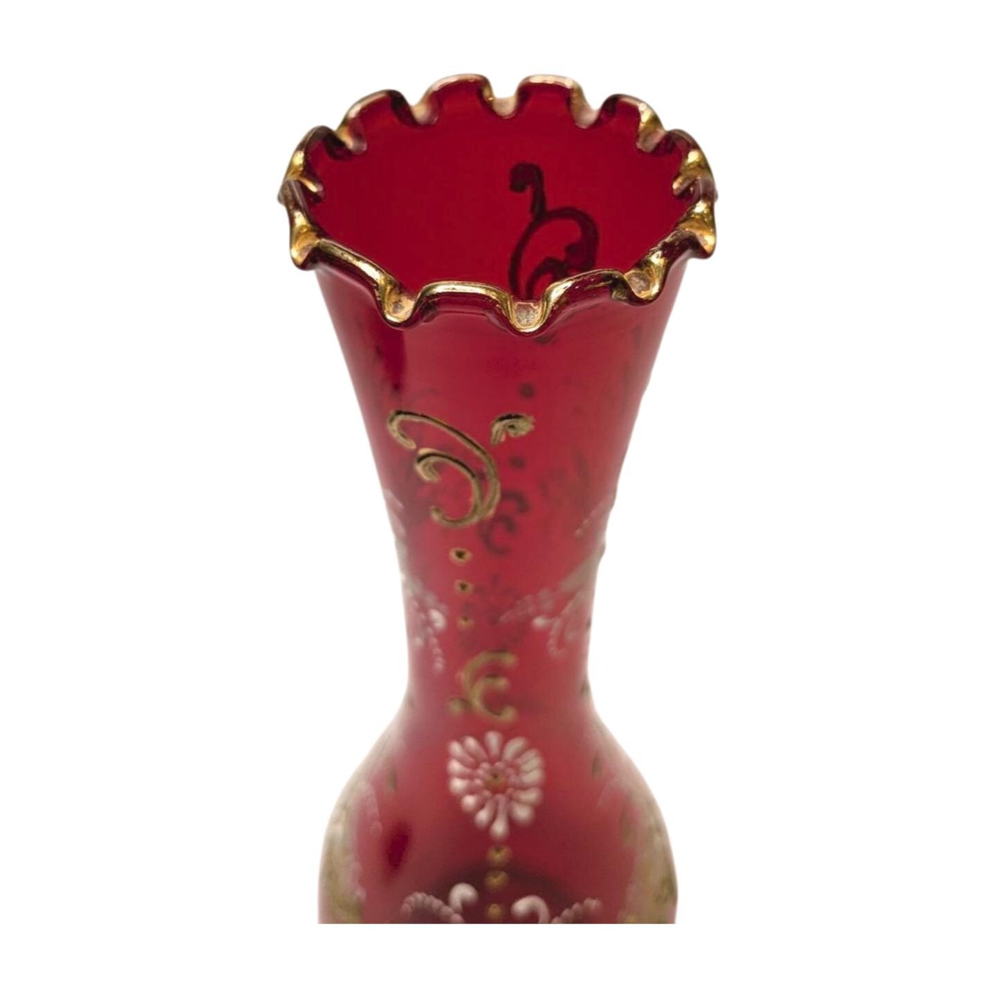 Bohemian Moser Ruby Red Glass Vase - Etsy