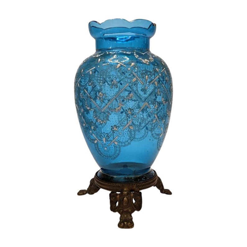 Antique Blue Glass Vase, 19th Century - Etsy