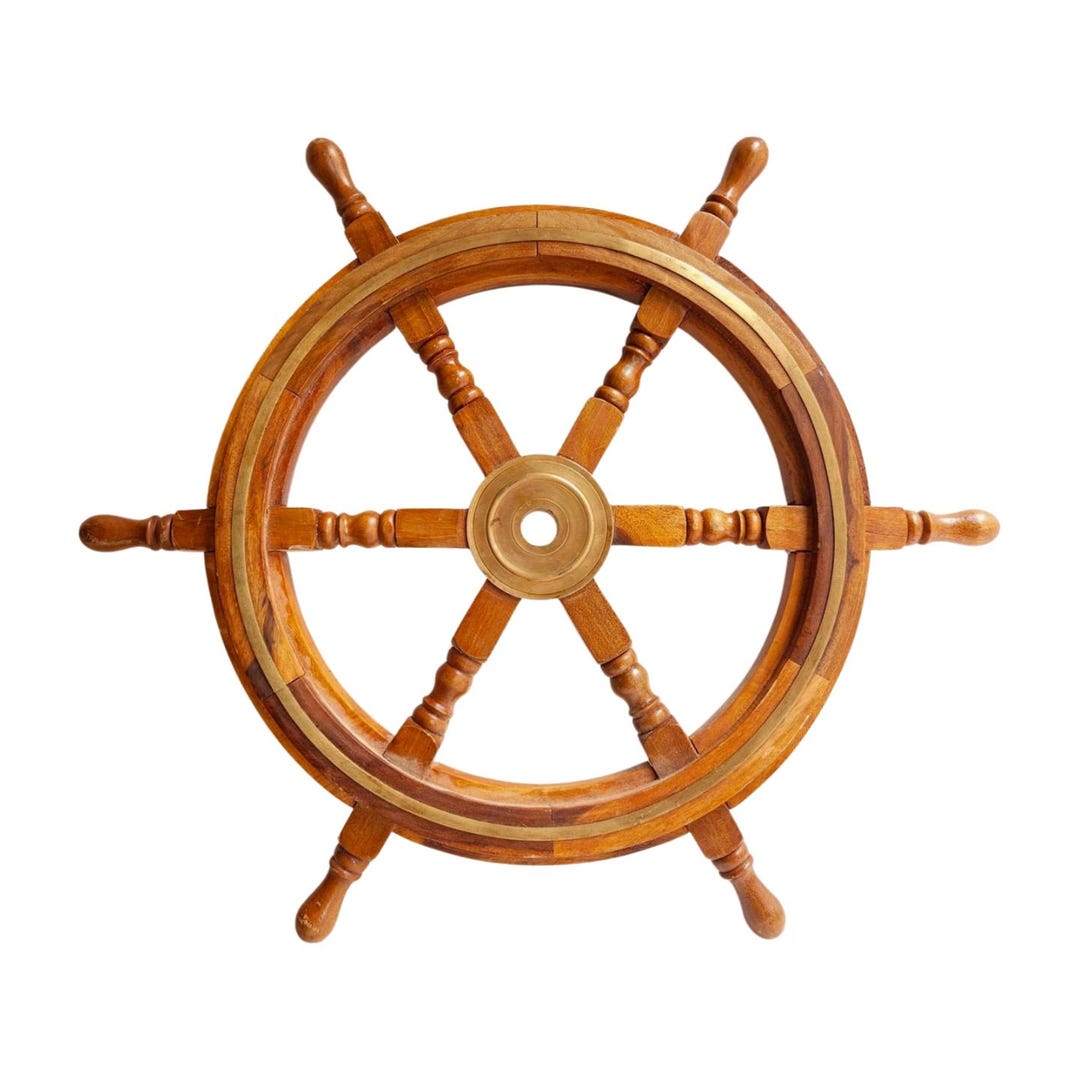 Wooden Ship’s Helm With Brass Center - Etsy