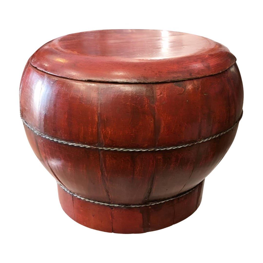 Antique 19th Century Chinese Red Lacquered Rice Container - Etsy