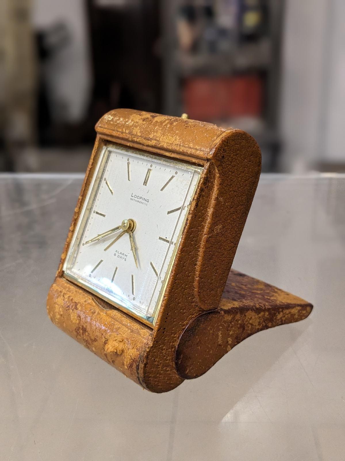 Antique Looping Travel Alarm Clock in Leather Case - Etsy