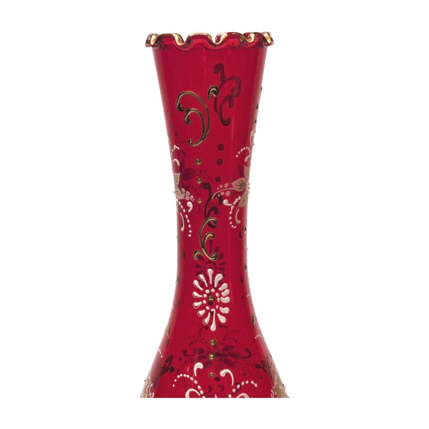 Bohemian Moser Ruby Red Glass Vase - Etsy