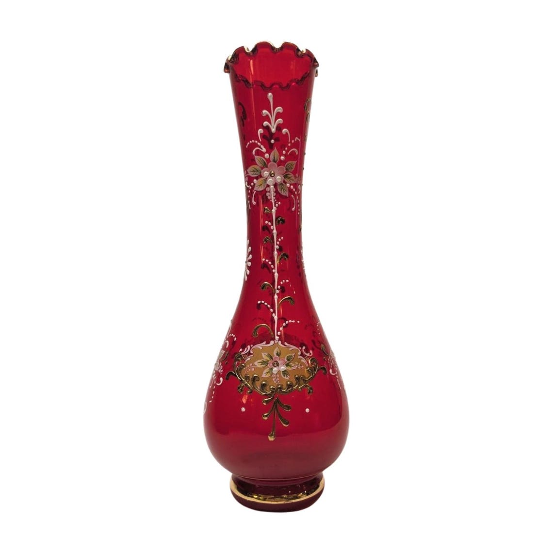 Bohemian Moser Ruby Red Glass Vase - Etsy