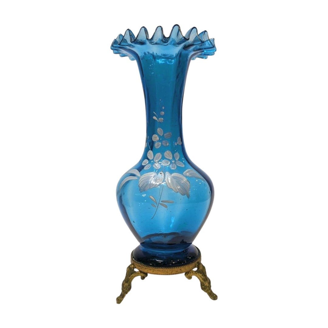 Antique Blue Glass Vase, 19th Century - Etsy