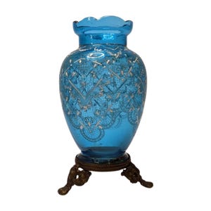 Antique Blue Glass Vase, 19th Century - Etsy