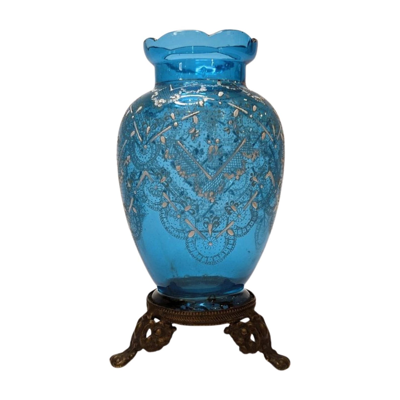 Antique Blue Glass Vase, 19th Century - Etsy