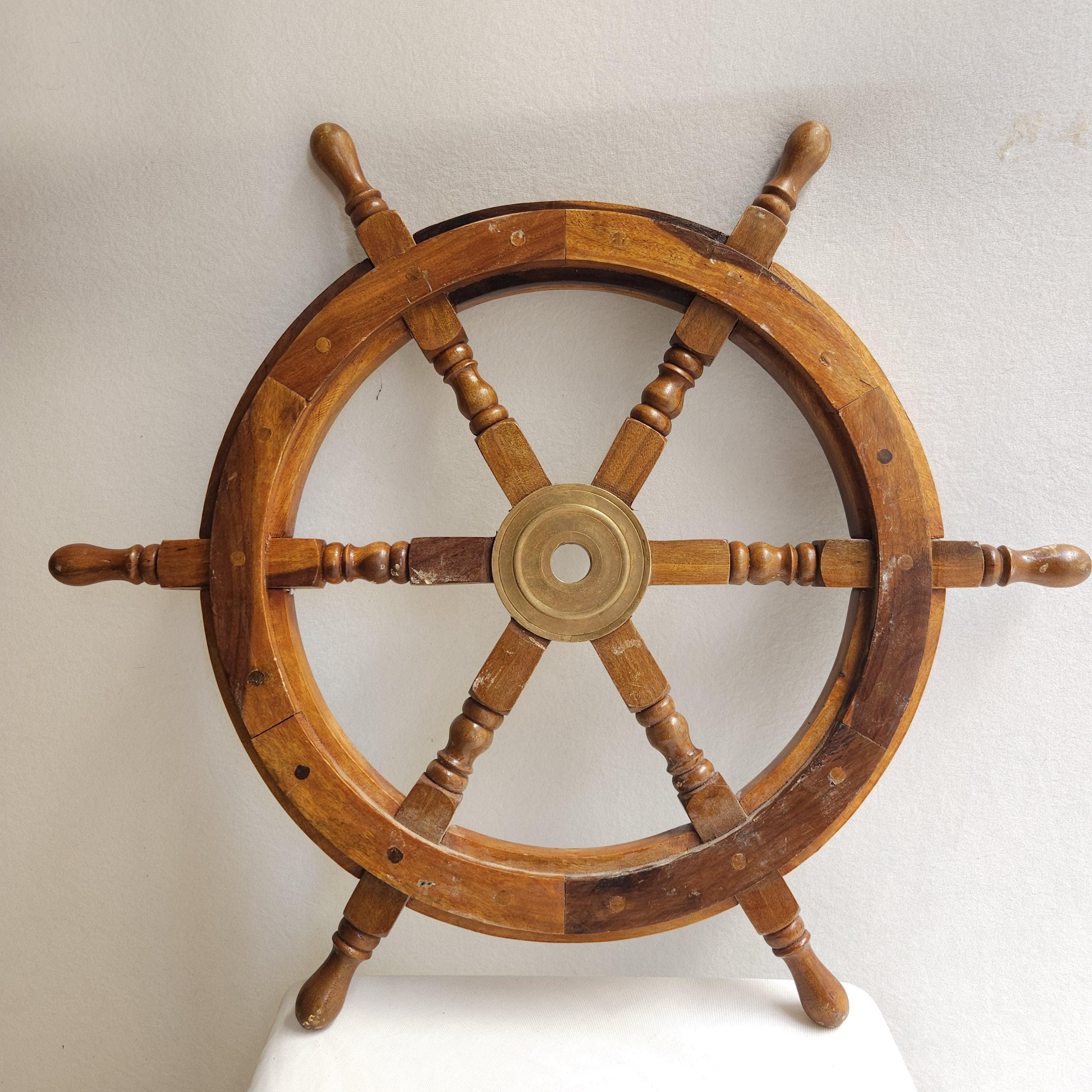 Wooden Ship’s Helm With Brass Center - Etsy