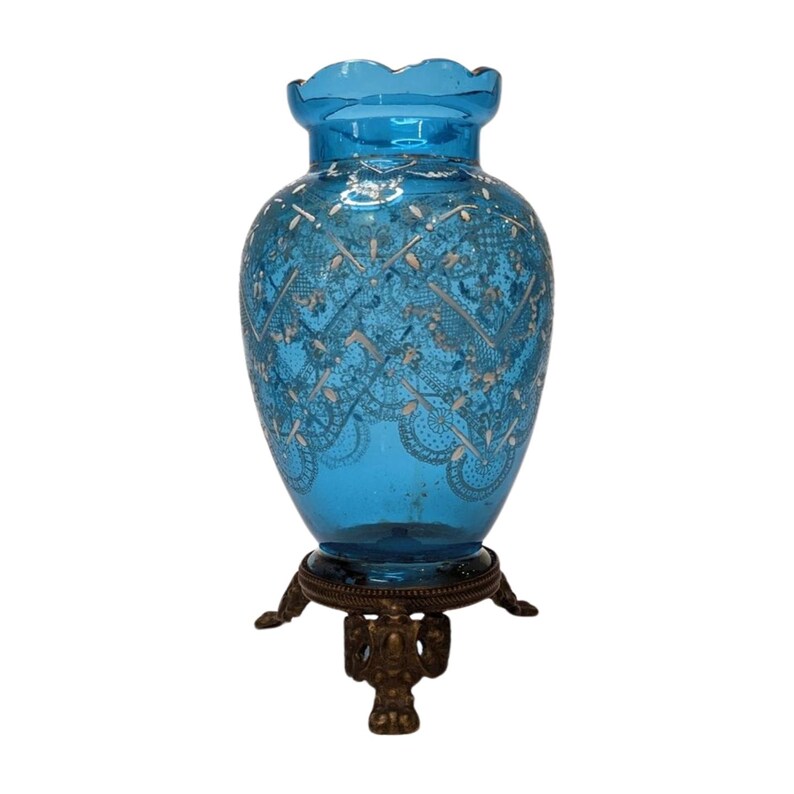 Antique Blue Glass Vase, 19th Century - Etsy