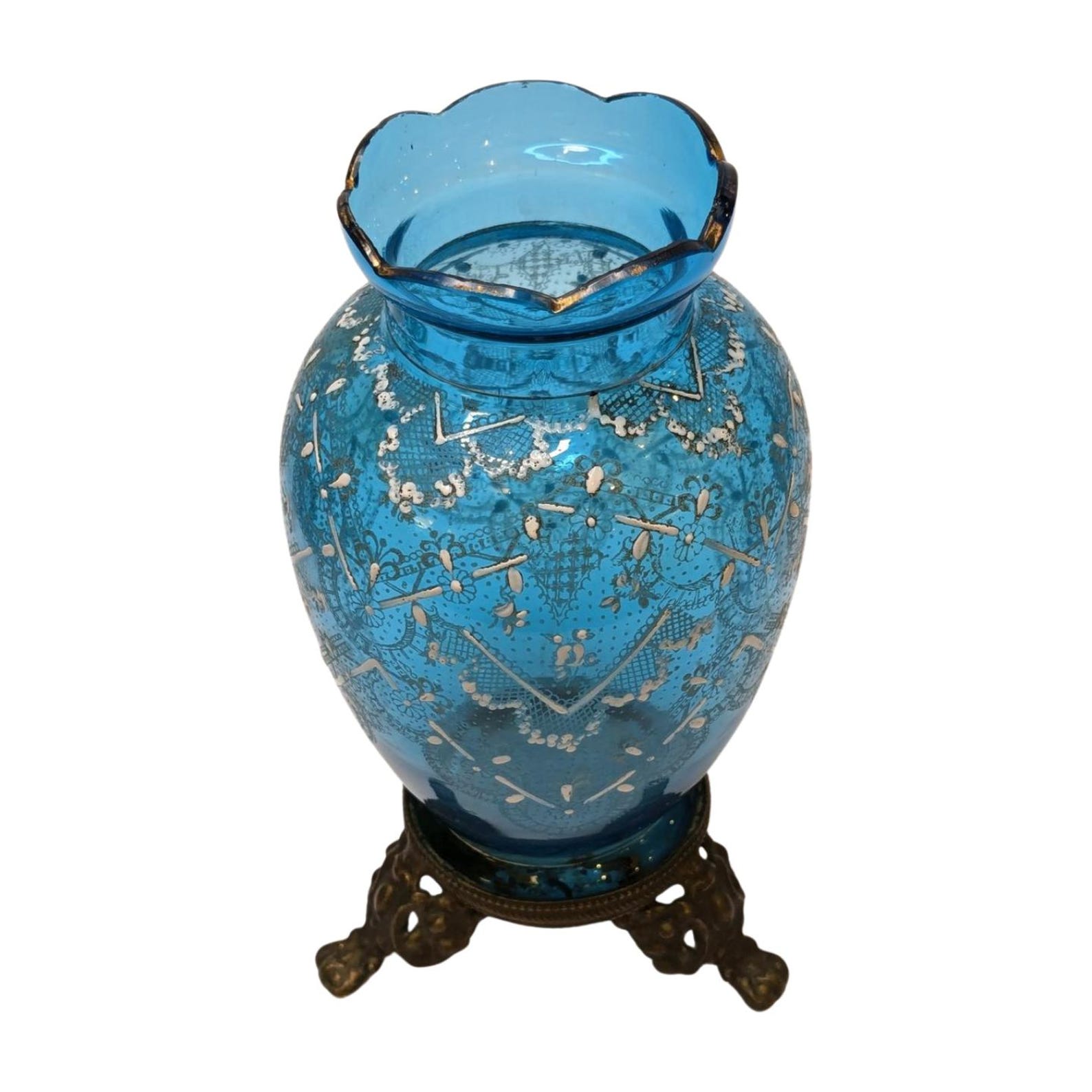 Antique Blue Glass Vase, 19th Century - Etsy