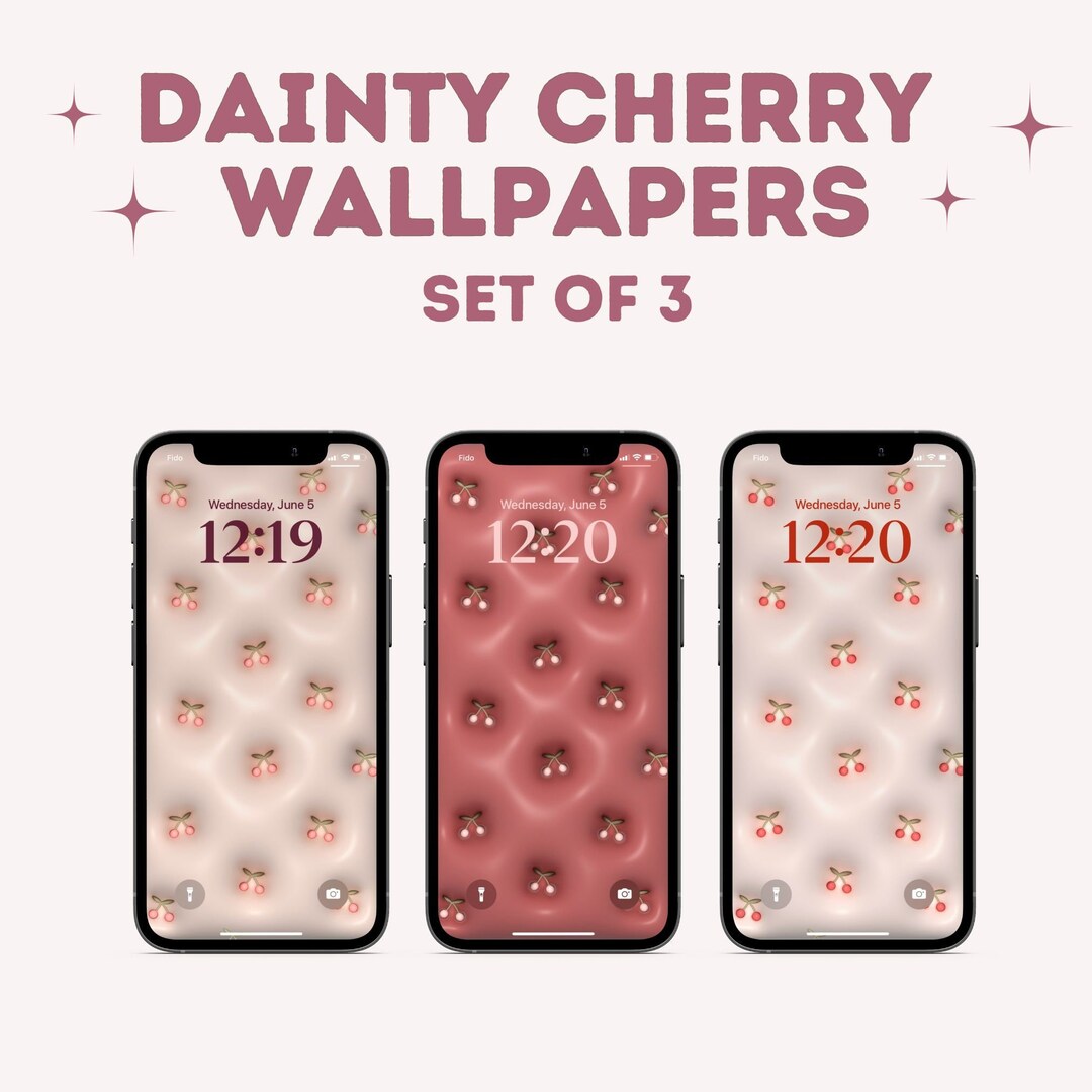 3D Dainty Cherry Wallpapers for Mobile | Pillow Wallpaper | Kawaii ...