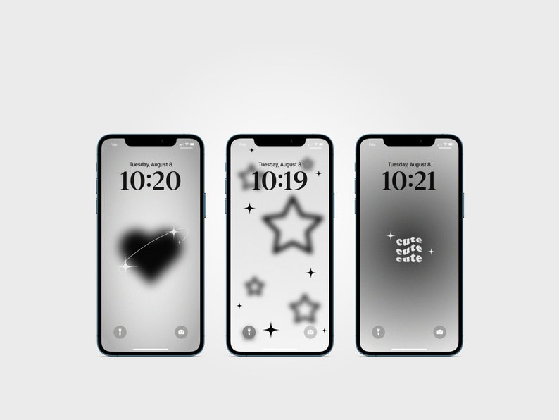 Aesthetic Black Cute iPhone Wallpaper Bundle, Ios Phone Lock Screen ...