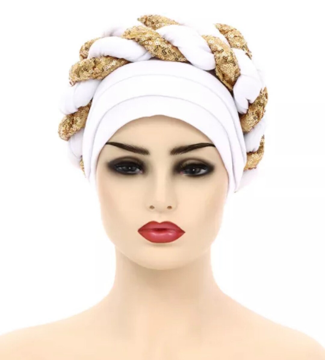 White Bronze Iyabo Nigerian Gele African Head Turban Yoruba - Etsy