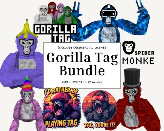 Gorilla Tag PNG Bundle: VR Gaming Graphics for T-shirts - Etsy