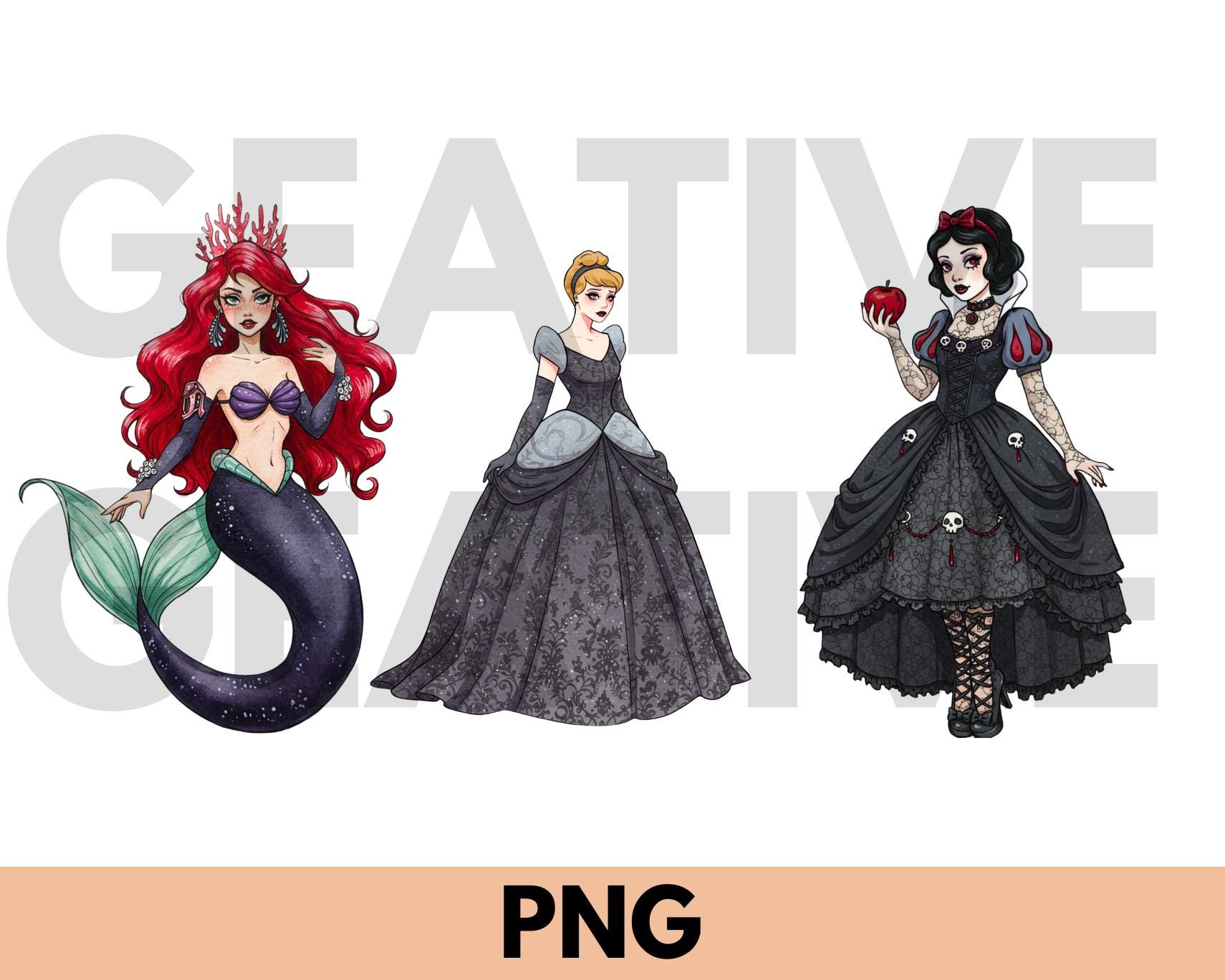 Gothic Princess Clipart Bundle: Dark Fairytale Pngs (instant Download ...