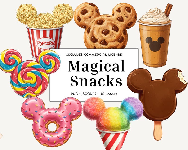 Magical Snack Clipart PNG Bundle – Mickey Inspired Treats Digital ...