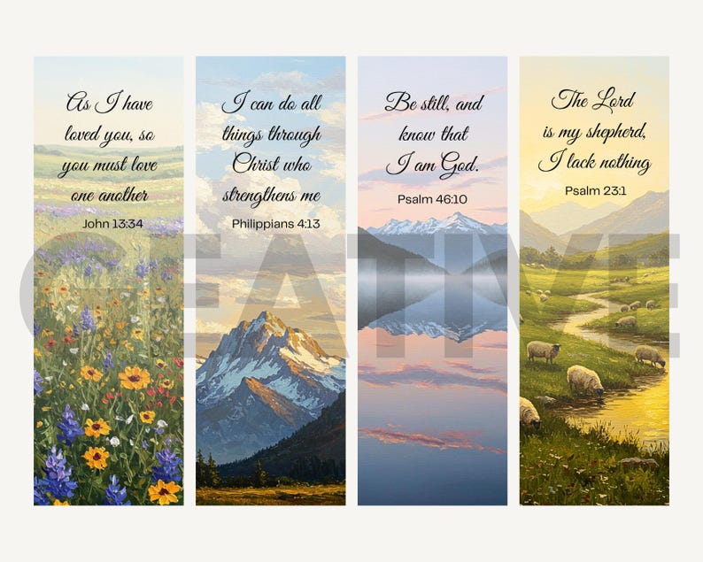 Bible Verse Bookmarks: Scripture, Christian Gift (PNG Download - Etsy