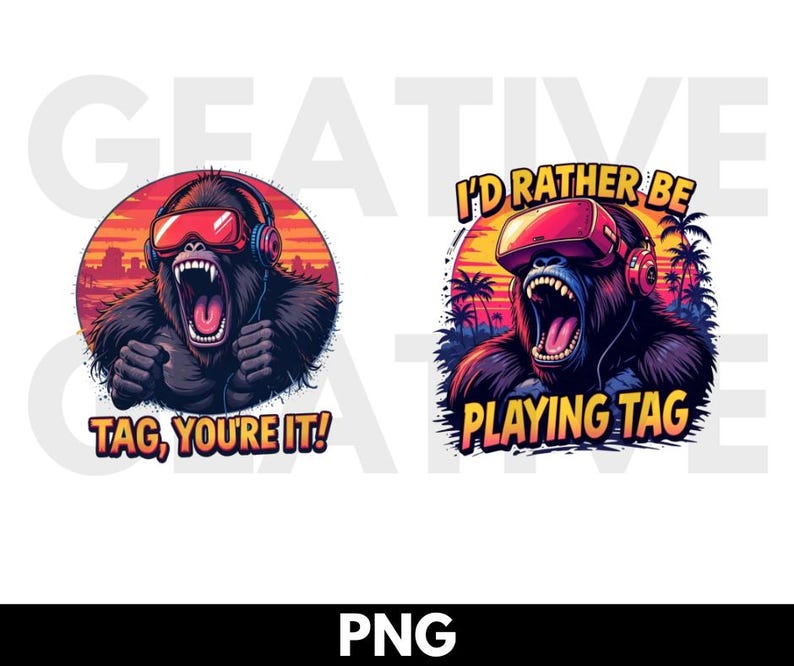 Gorilla Tag PNG Bundle: VR Gaming Graphics for T-shirts - Etsy