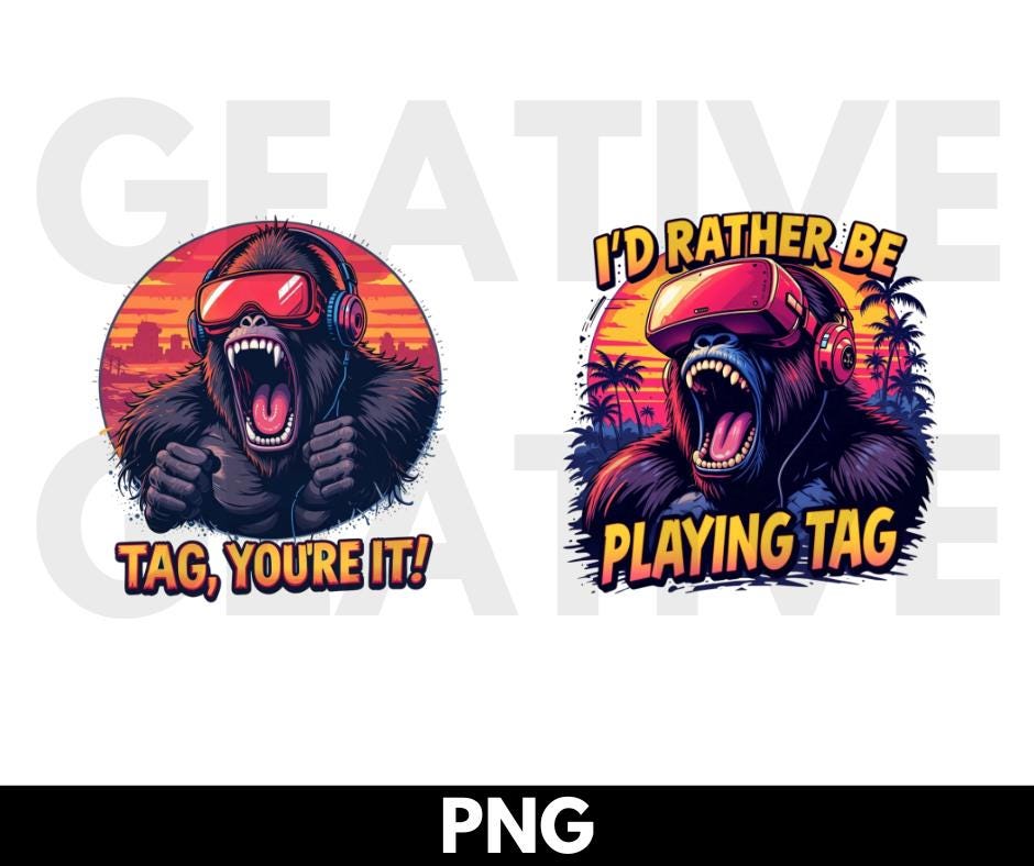 Gorilla Tag PNG Bundle: VR Gaming Graphics for T-shirts - Etsy