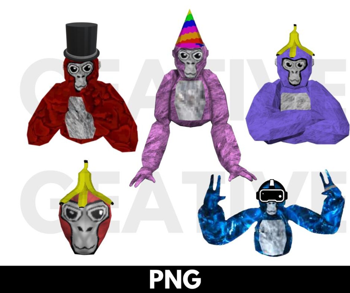 Gorilla Tag PNG Bundle: VR Gaming Graphics for T-shirts - Etsy