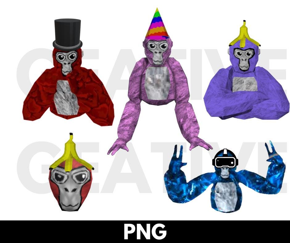 Gorilla Tag PNG Bundle: VR Gaming Graphics for T-shirts - Etsy
