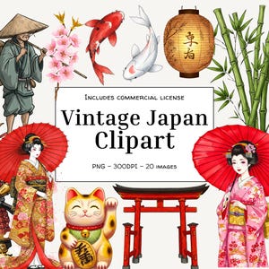 Vintage Japan Junk Journal Clipart PNG | Asian Digital Ephemera for ...